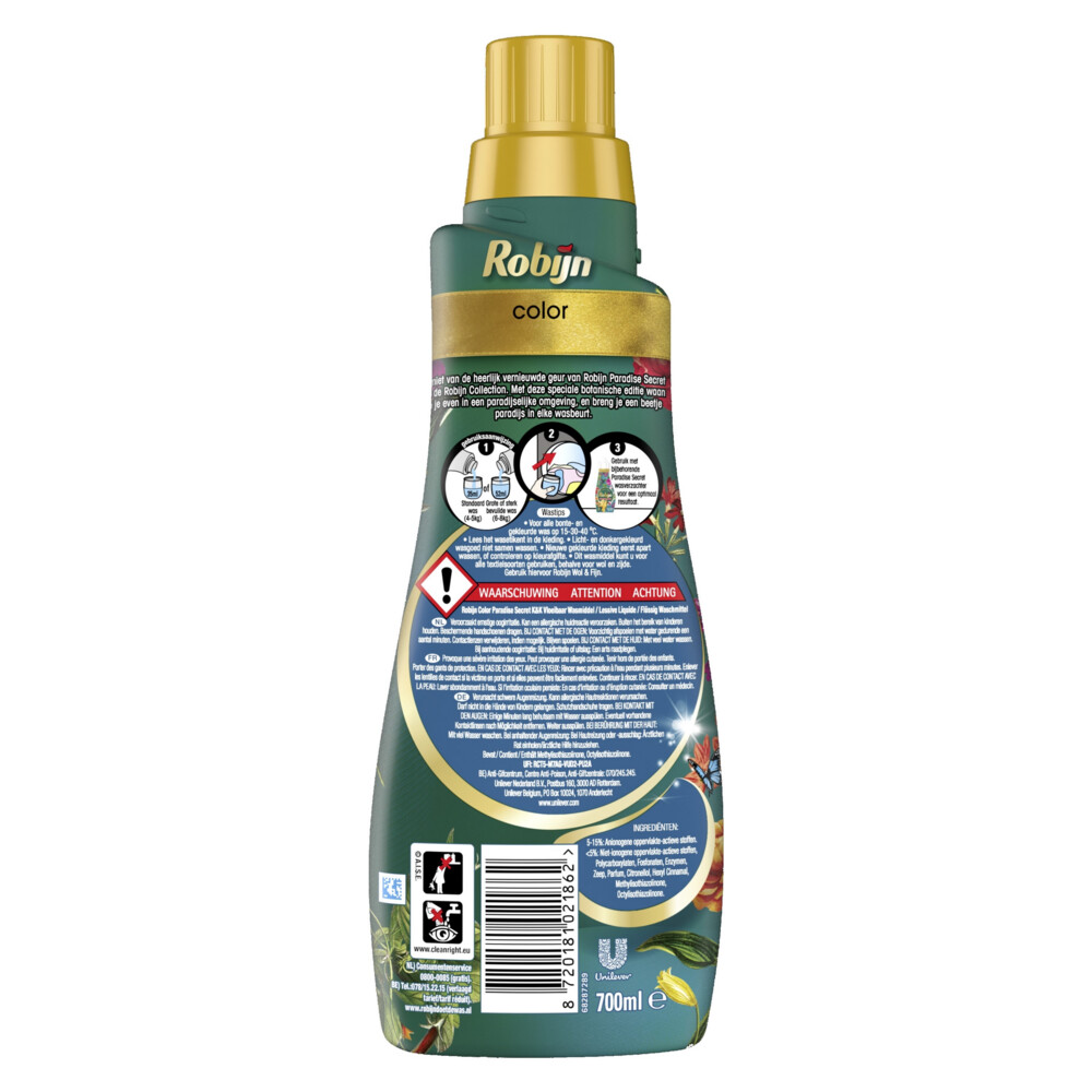 8x Robijn Klein & Krachtig Wasmiddel Color Paradise Secret 700 ml ...