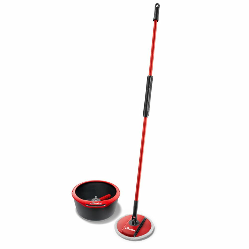 Vileda Spin & Clean Mop Complete Set Rood en Zwart 1 set | Plein.nl