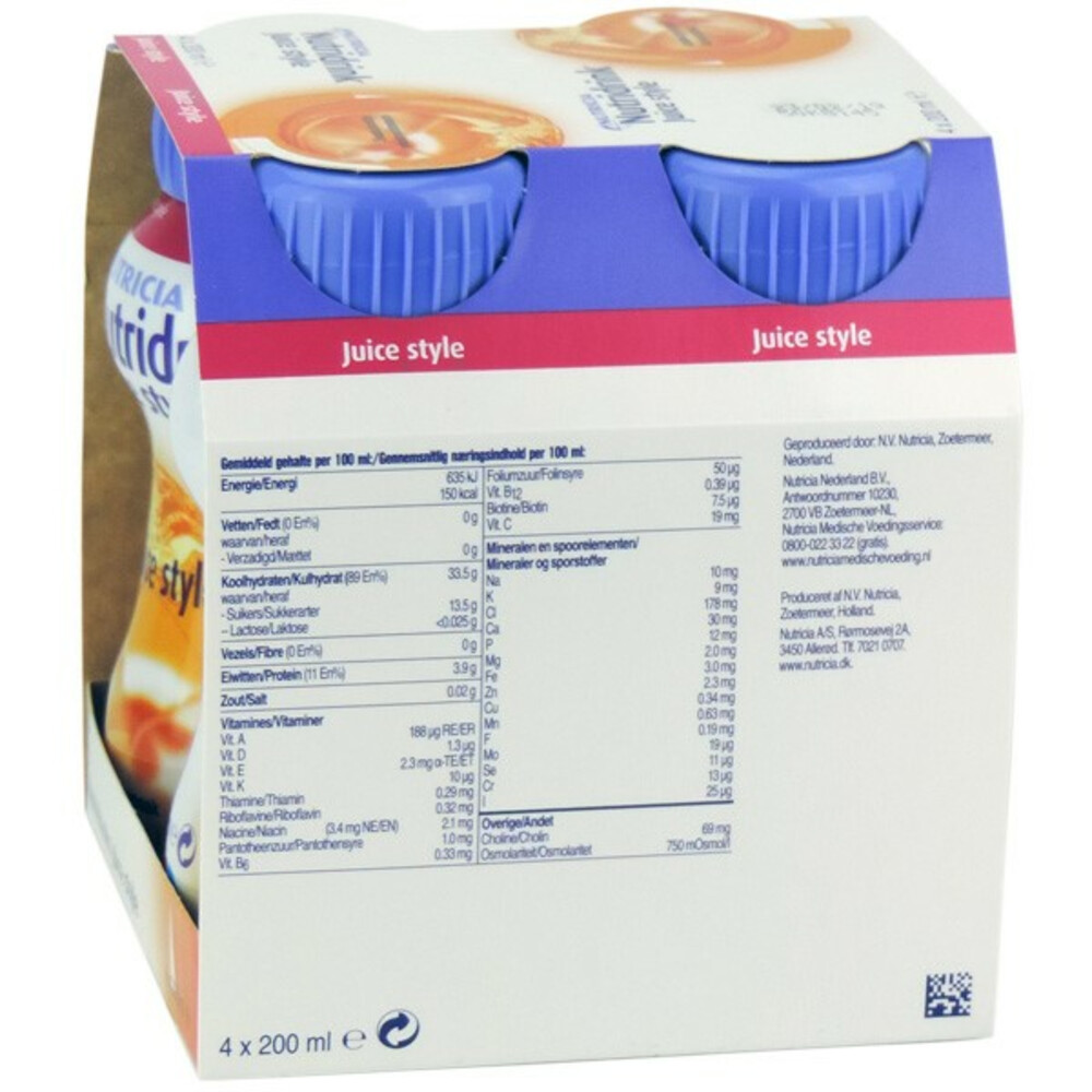 Nutricia Nutridrink Juice Style Sinaasappel 4 x 200 ml | Plein.nl