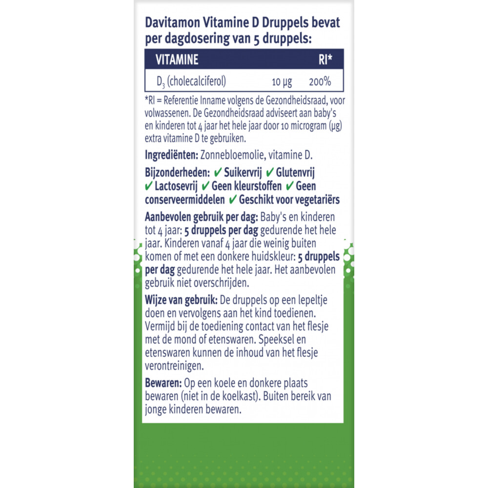 Davitamon Vitamine D Druppels 100% Natuurlijk 25 ml | Plein.nl