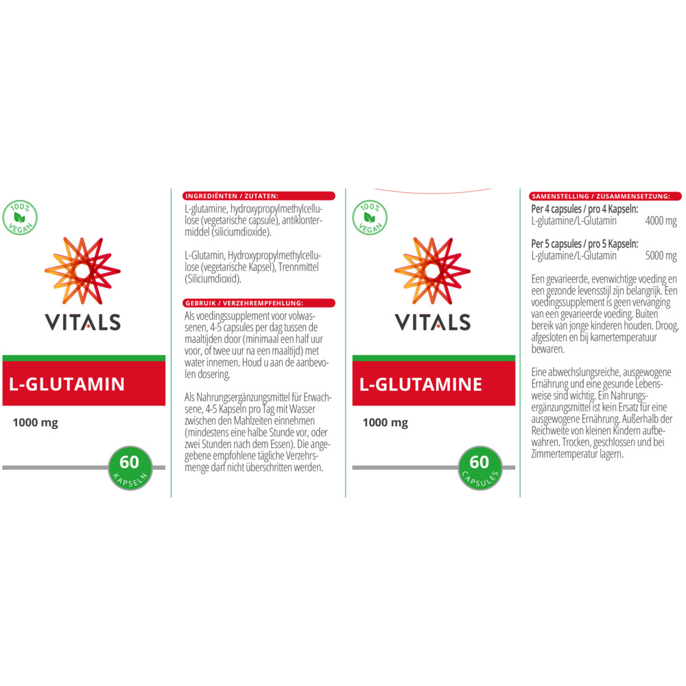 Vitals L-glutamine 1000 mg 60 capsules | Plein.nl