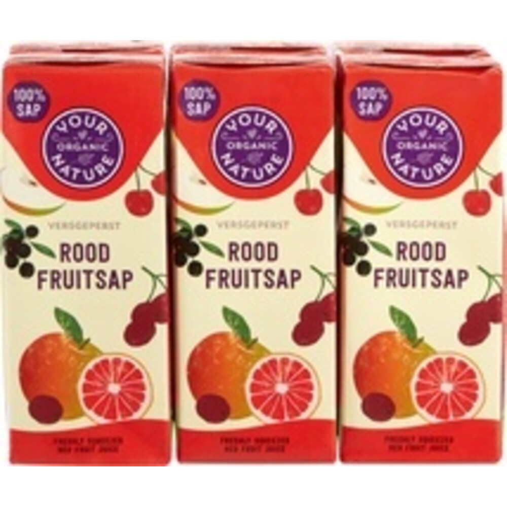 Your Organic Nature Rood Fruitsap 6-Pack Bio 1,2 liter | Plein.nl