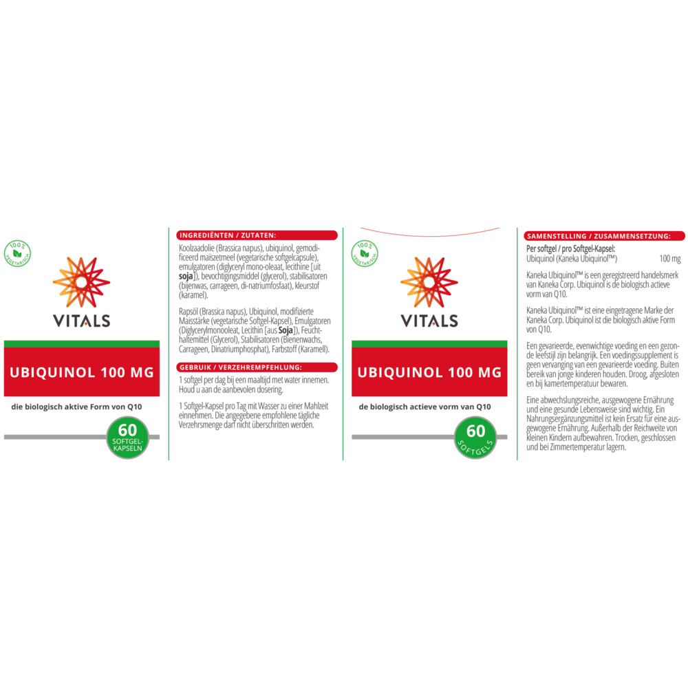 Vitals Ubiquinol 100mg 60 capsules | Plein.nl