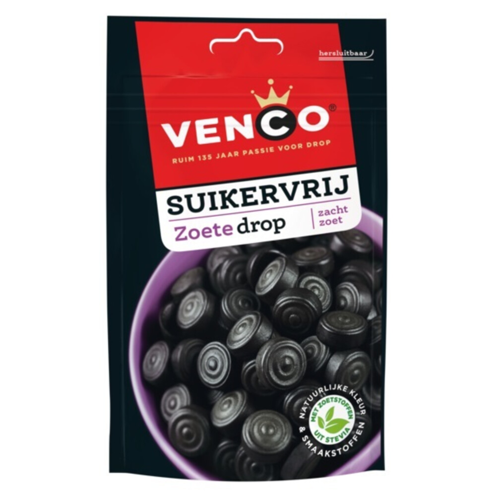 Venco Suikervrij Zoete Drop 100 gr | Plein.nl