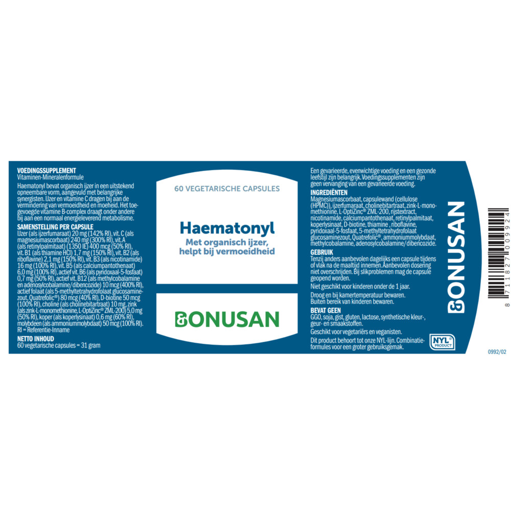 Bonusan Haematonyl 60 capsules | Plein.nl