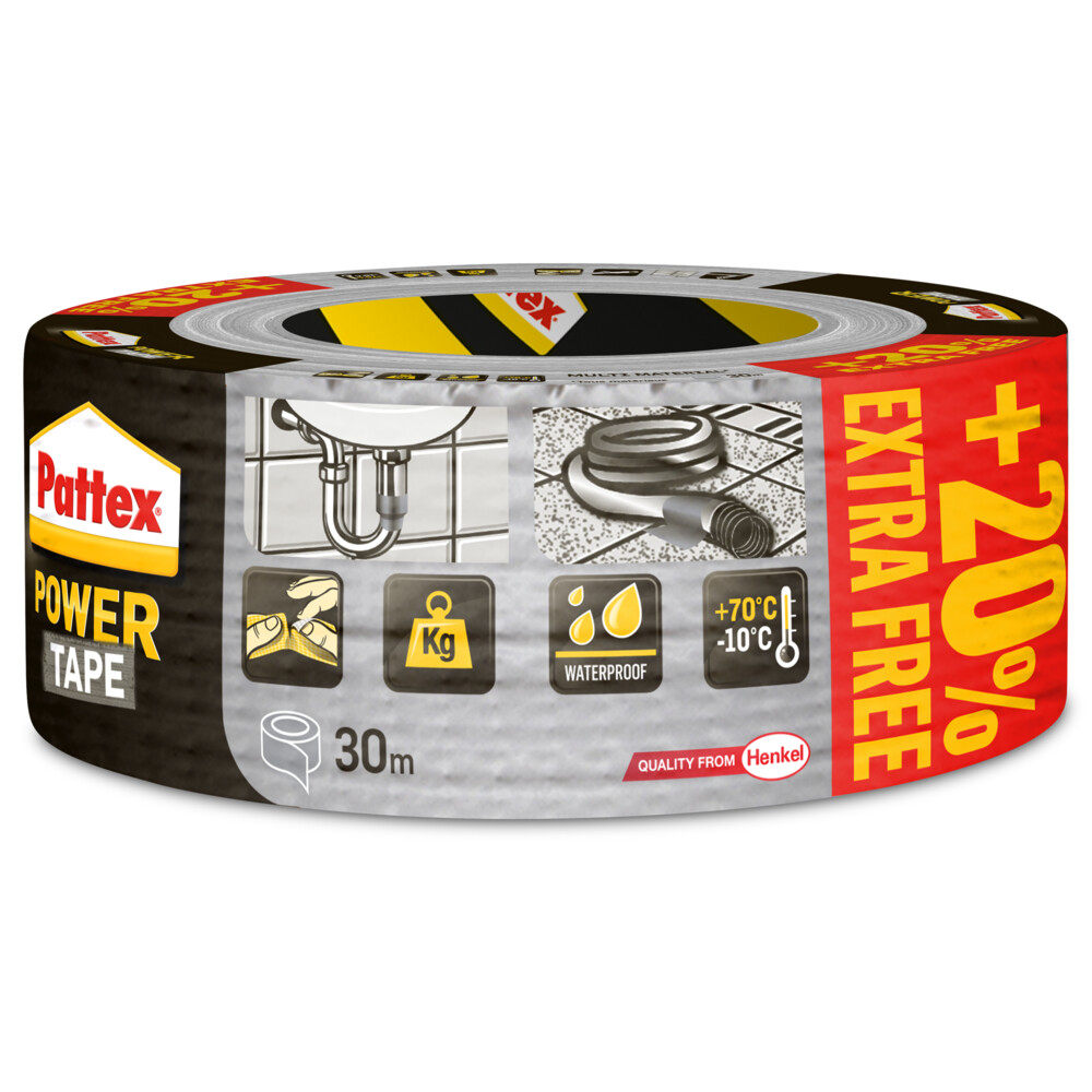 Pattex Power Tape Grijs +20% Gratis 30 meter | Plein.nl