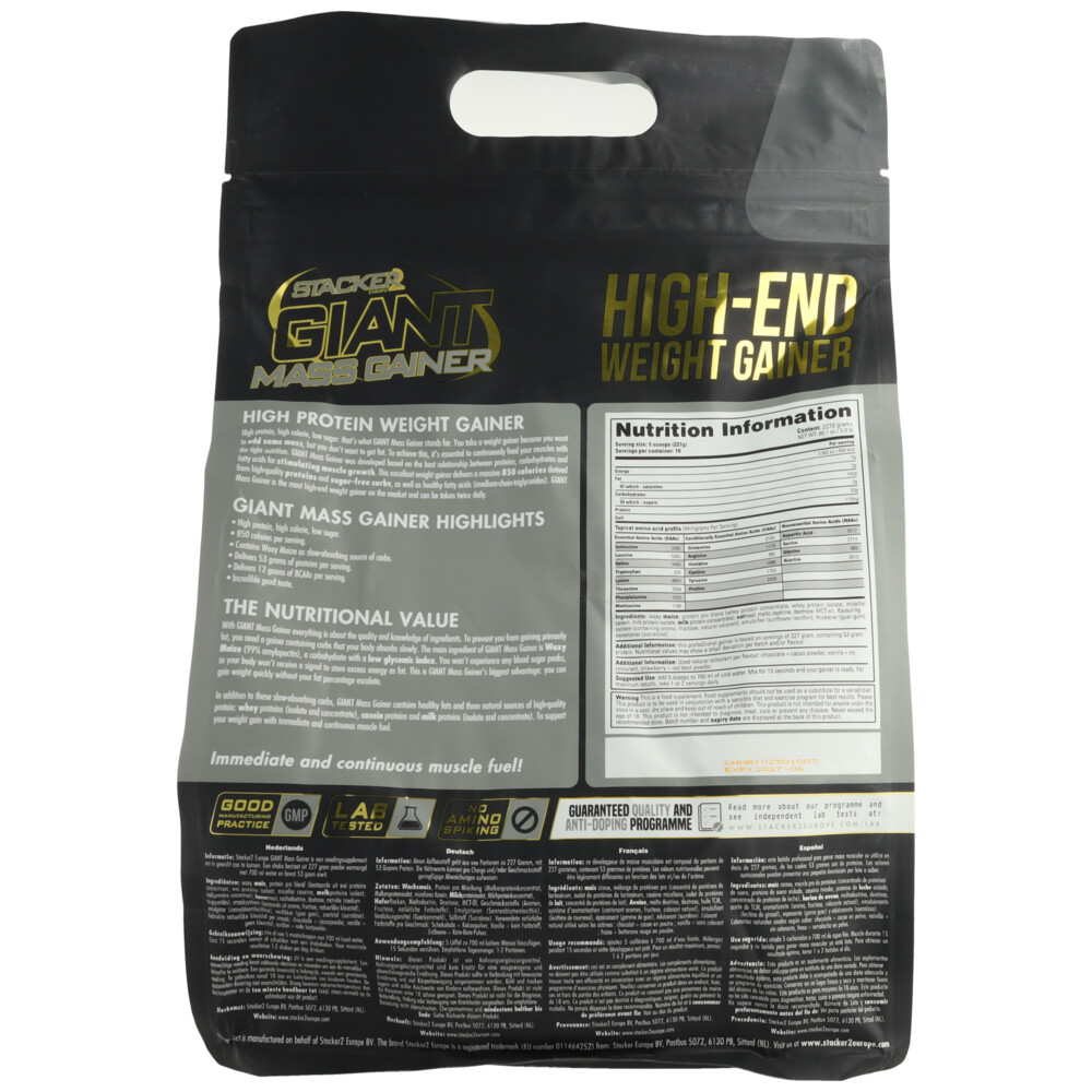 Stacker Giant Mass Gainer Vanille 2270 gr | Plein.nl