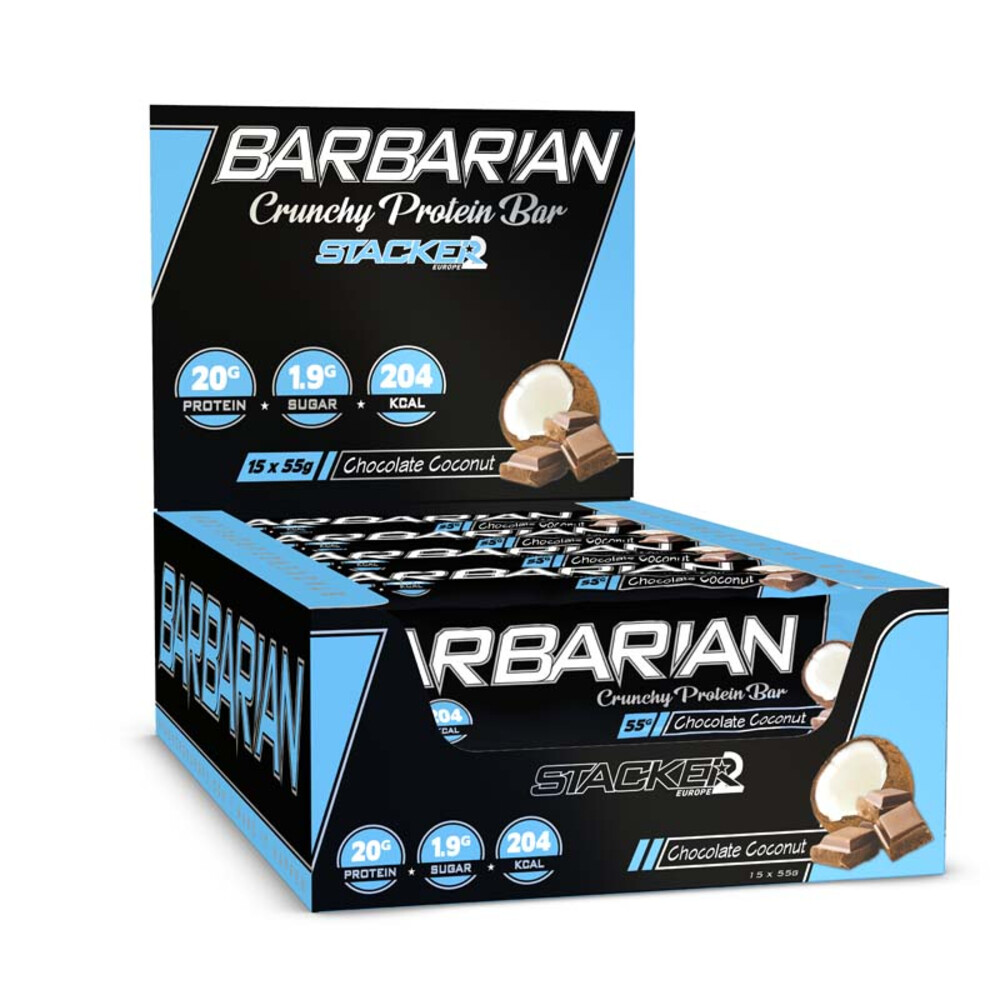 Stacker Barbarian Bar Chocolate Coconut 15 x 55 gr | Plein.nl