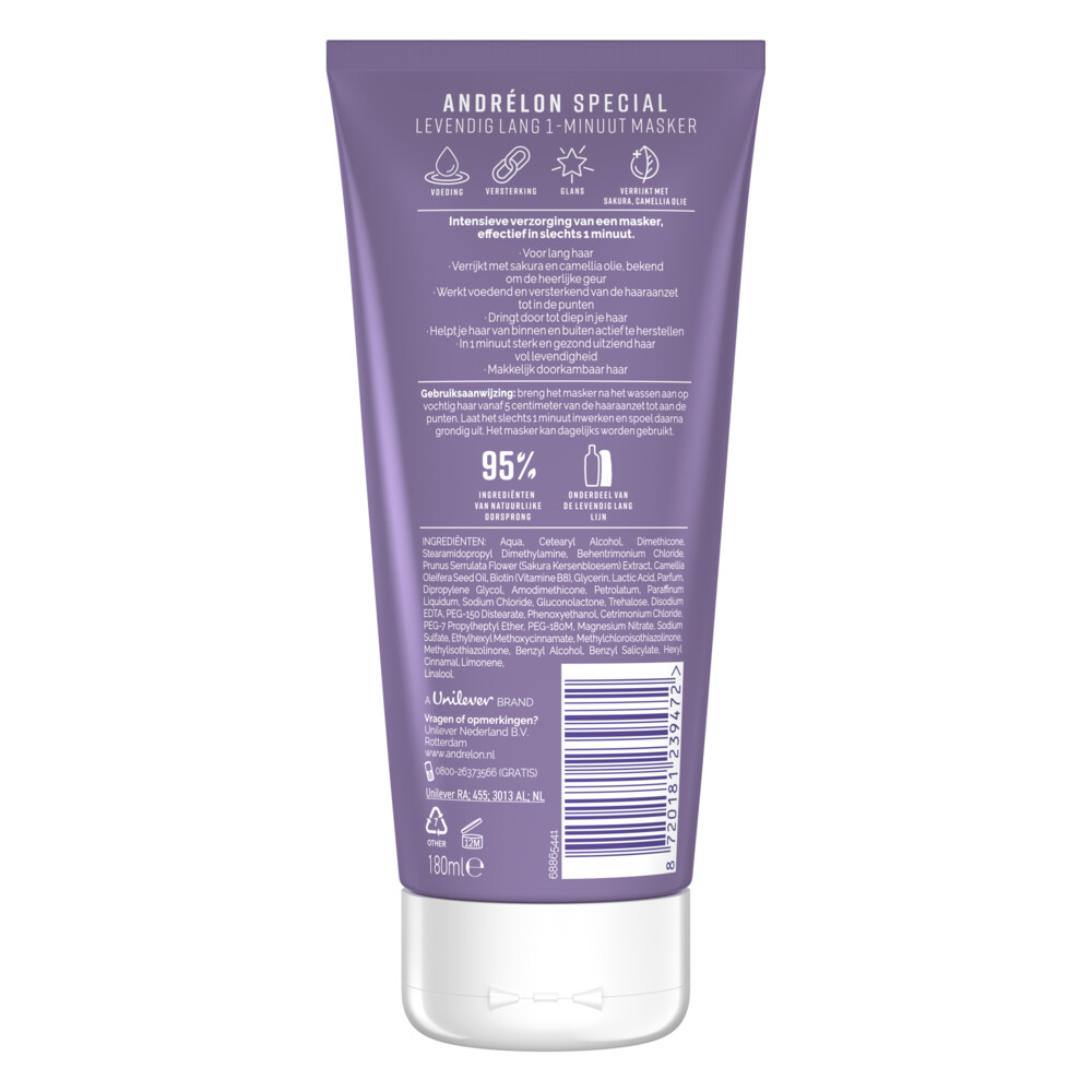 Andrélon 1 Minuut Wow Masker Levendig Lang 180 ml | Plein.nl
