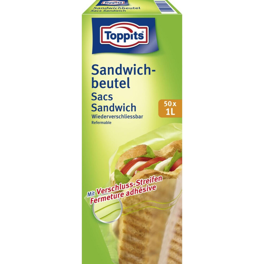 Toppits Lunchzakjes Hersluitbaar 1 liter 50 stuks | Plein.nl