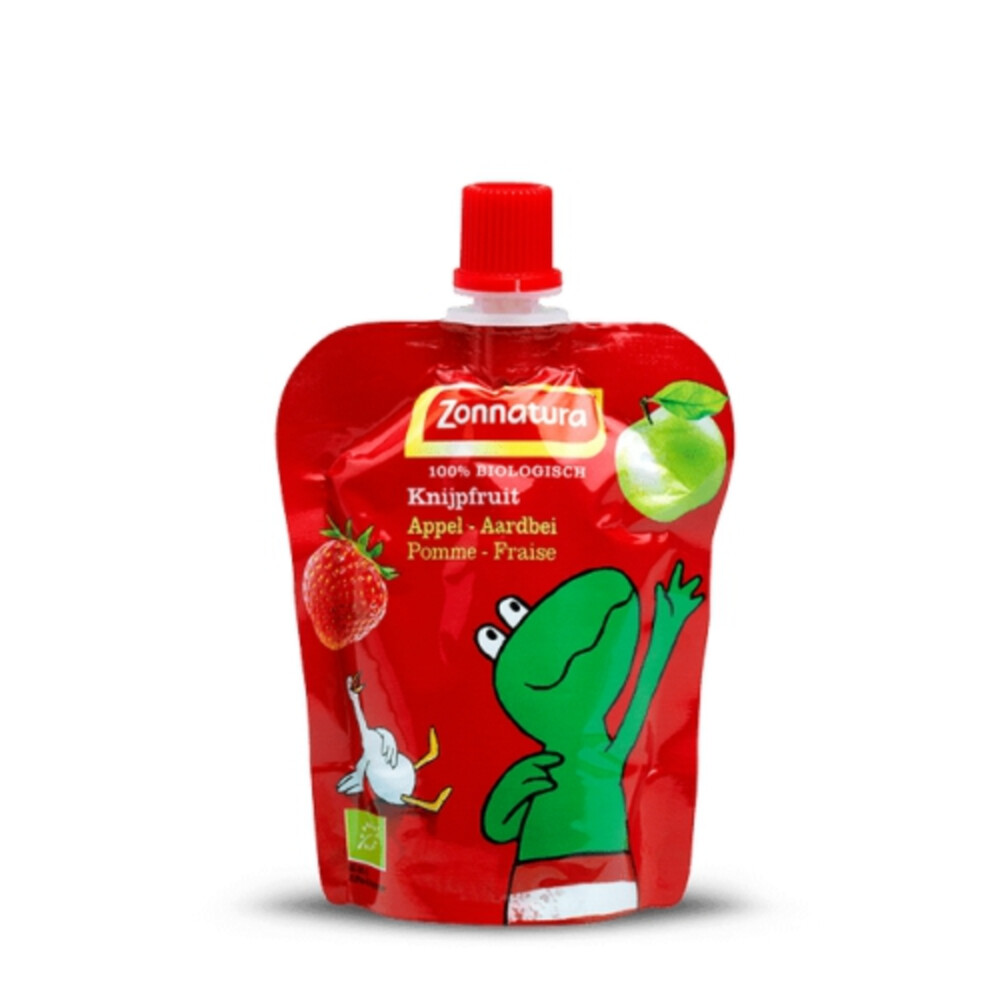 Zonnatura Knijpfruit Appel/Aardbei Biologisch 4 x 85 gr | Plein.nl
