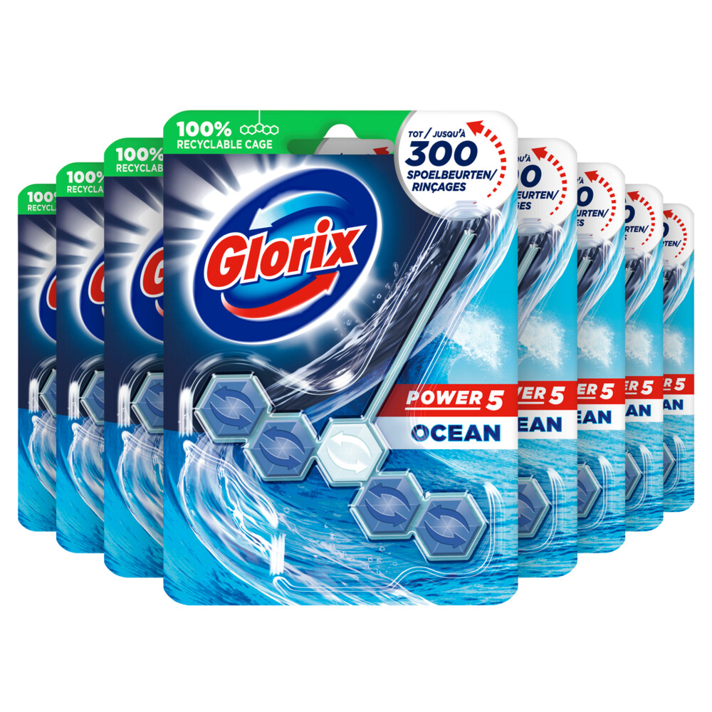 Glorix Toiletblok Power 5 Ocean Halfjaarbox 9 stuks | Plein.nl