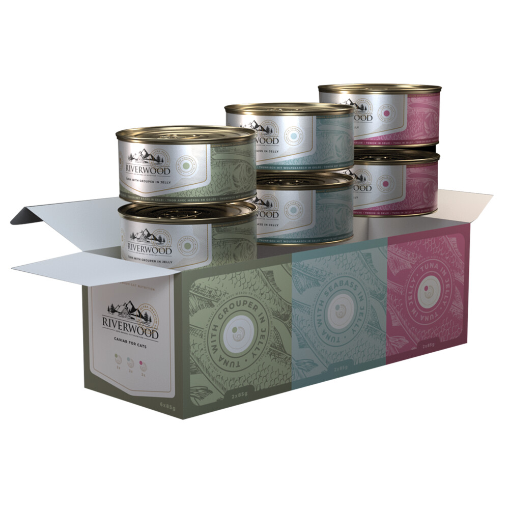 8x Riverwood Multipack Zaagbaars - Zeebaars - Tonijn in Gelei 6 x 85 gr ...