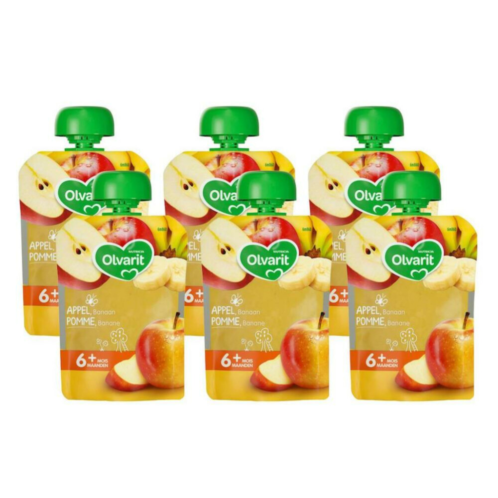 Olvarit Knijpfruit 6+m Appel & Banaan 90 gr | Plein.nl