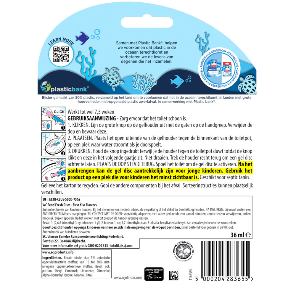 WC Eend Fresh Discs Houder First Kiss Flowers 36 ml | Plein.nl