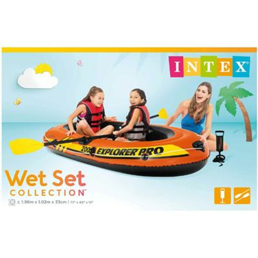 Intex Opblaasbare Boot Set met Peddels en Pomp Explorer Pro 200 | Plein.nl