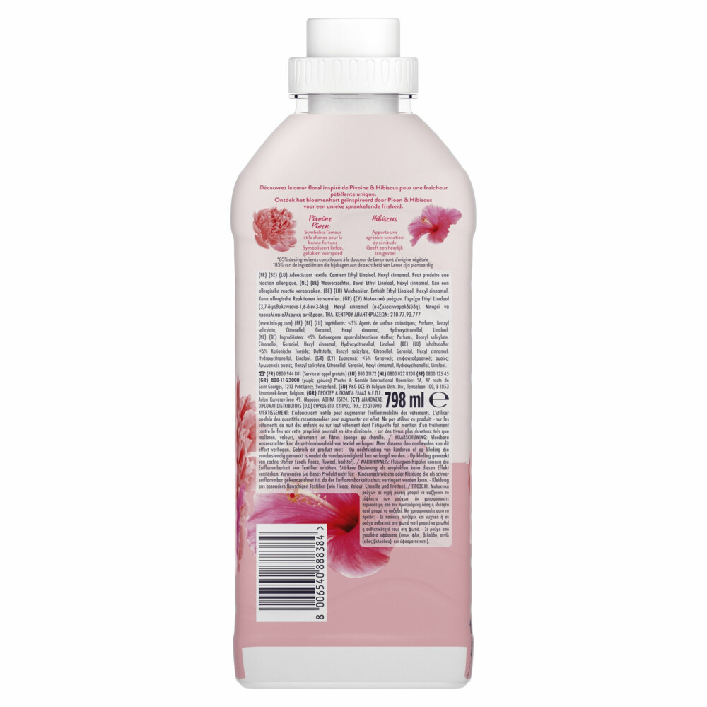 Lenor Wasverzachter Pioenroos en Hibiscus 38 Wasbeurten 798 ml | Plein.nl