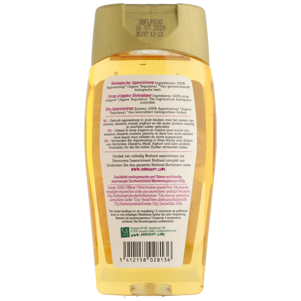 Damhert Biofood Agavesiroop Amber Biologisch 250 ml | Plein.nl
