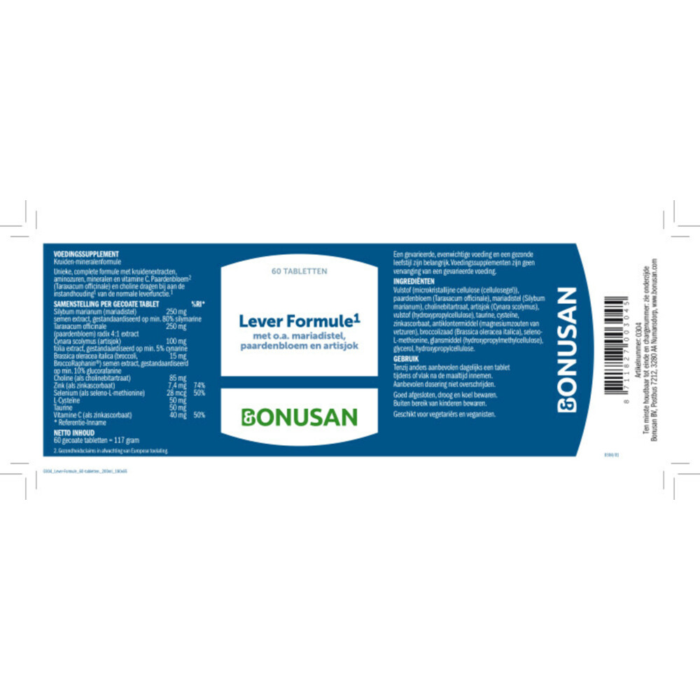 Bonusan Lever Formule 60 tabletten | Plein.nl