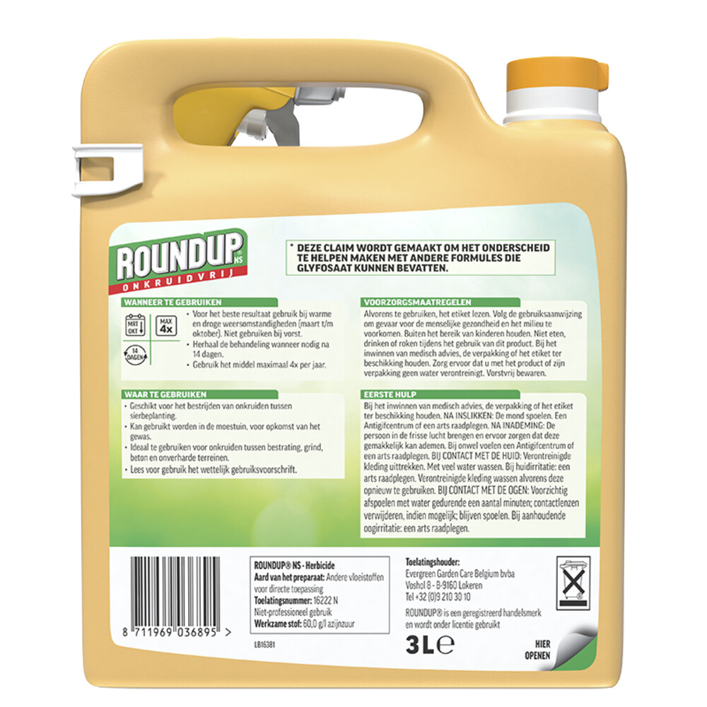 Roundup NS Natuurlijk Onkruidvrij Kant en Klaar 3 liter | Plein.nl