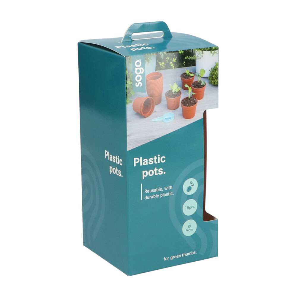 SOGO Plastic Potje Terra Kleur 9 cm 18 stuks | Plein.nl
