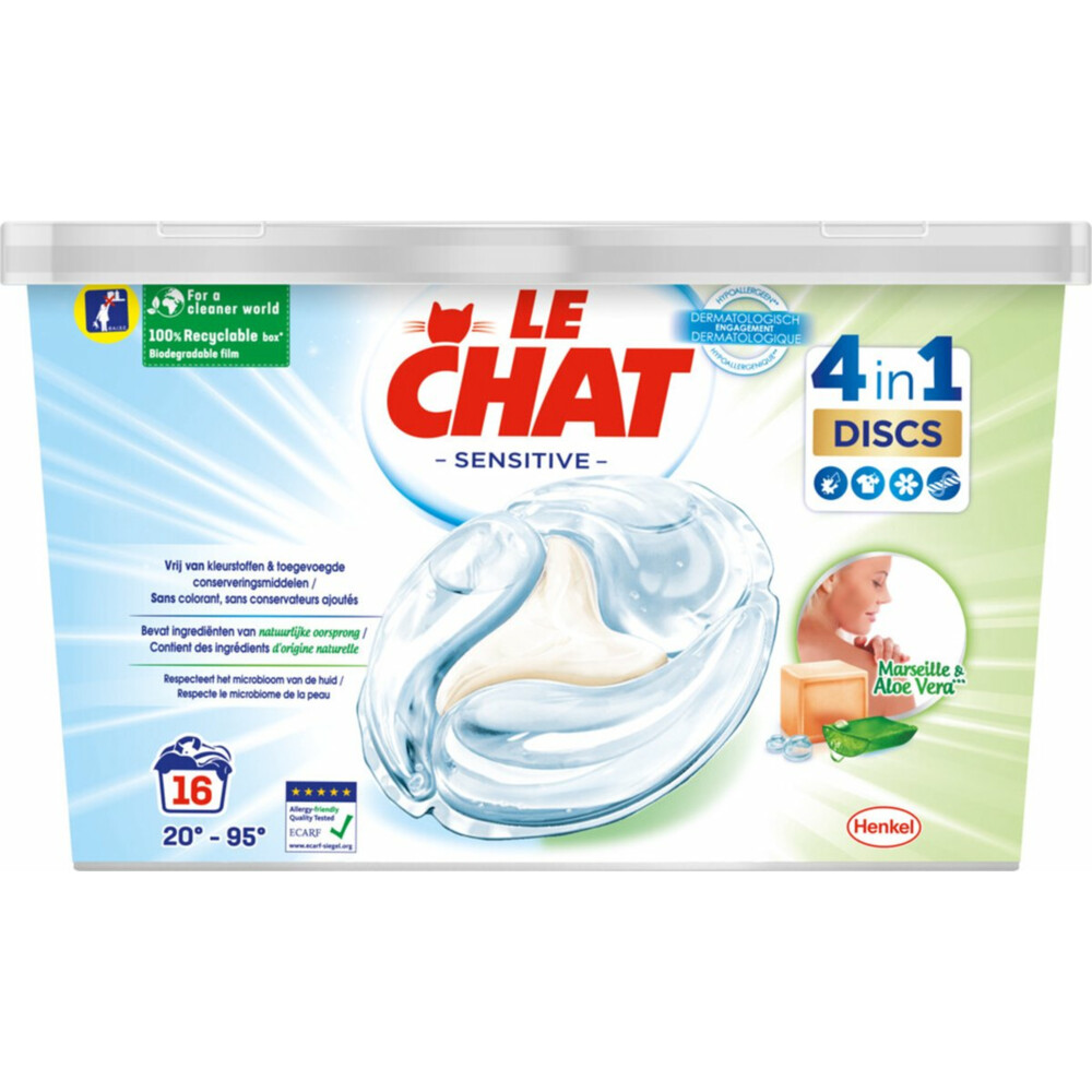 Le Chat Wasmiddelcapsules Sensitive 4 in 1 Discs 16 stuks | Plein.nl