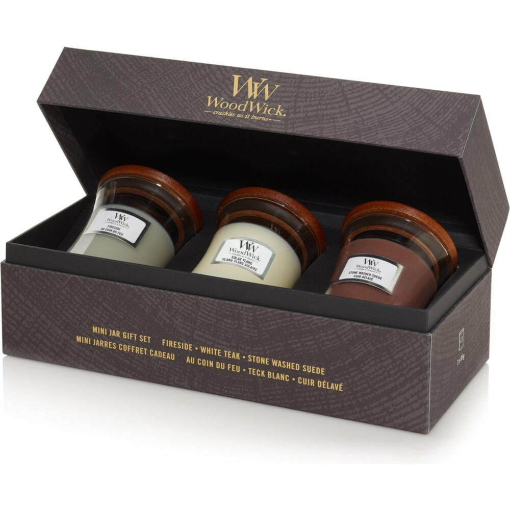 WoodWick Geurkaars Deluxe Geschenkset Mini Woody 3 x 85 gr | Plein.nl