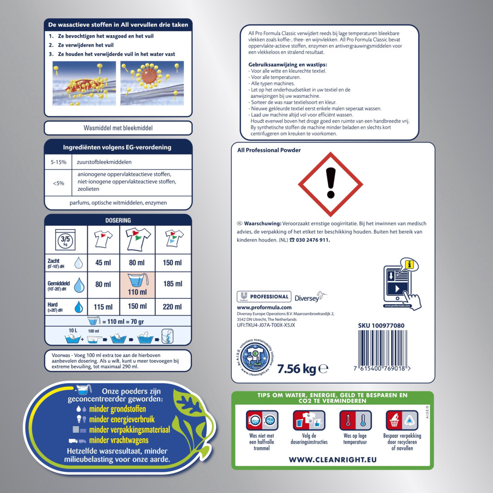 All Professional Wasmiddel Poeder Classic - 108 Wasbeurten Pro Formula ...