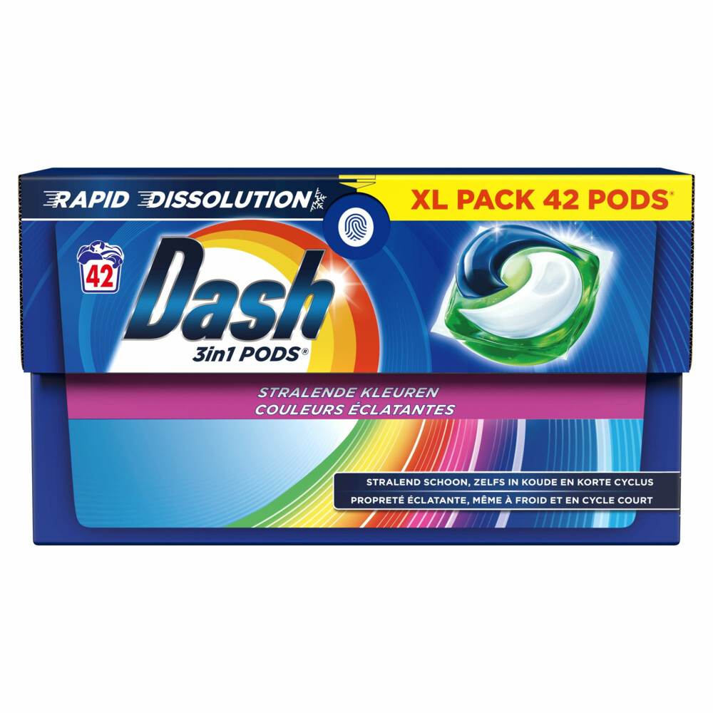 Dash Wasmiddelcapsules 3in1 Pods Stralende Kleuren 42 stuks | Plein.nl