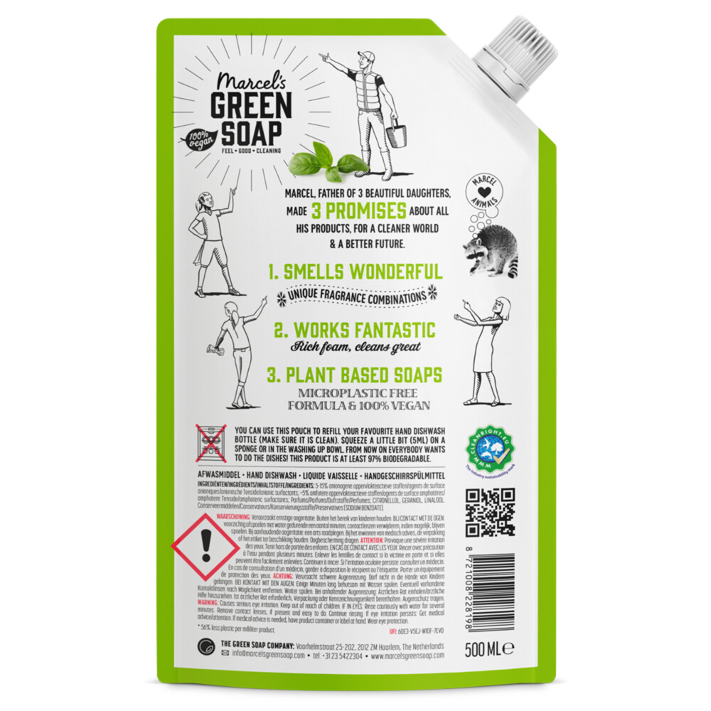 Marcel's Green Soap Afwasmiddel Basilicum & Vertivert Gras Navulling ...