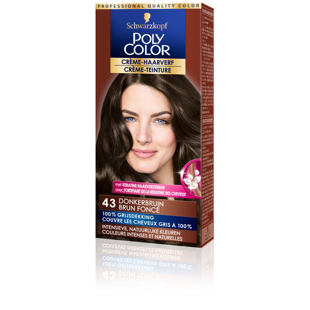 Poly Color Créme Permanente Haarverf 43 Donkerbruin 90 ml | Plein.nl