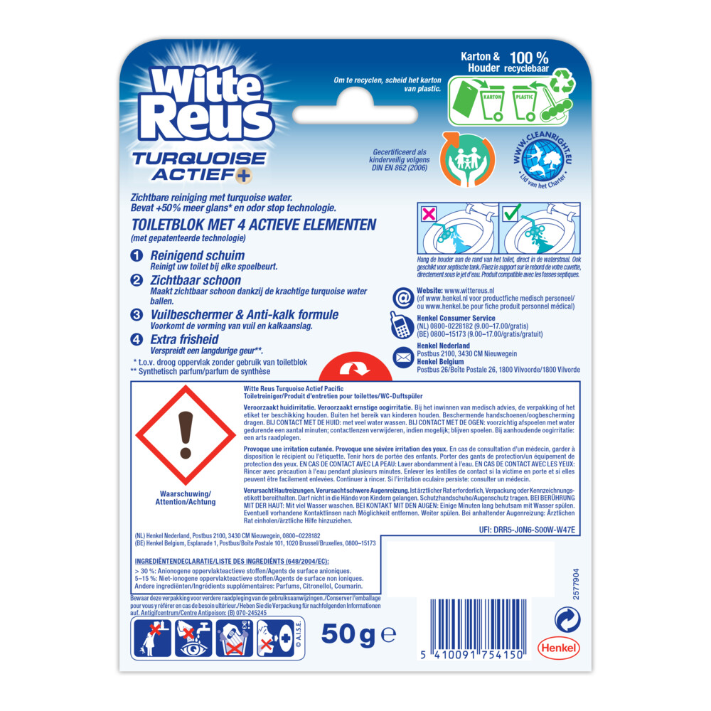 Witte Reus Toiletblok Turquoise Actief Pacific | Plein.nl