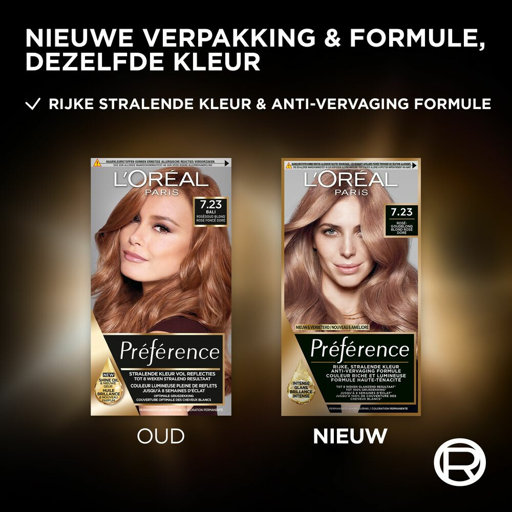 L'Oréal Préférence Permanente Haarkleuring 7.23 Rosegoud Blond | Plein.nl