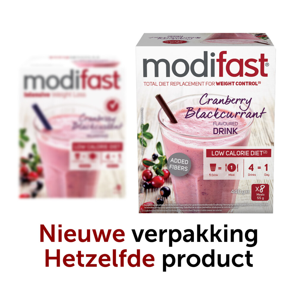 Modifast Intensive Milkshake Cranberry 8 x 55 gr | Plein.nl