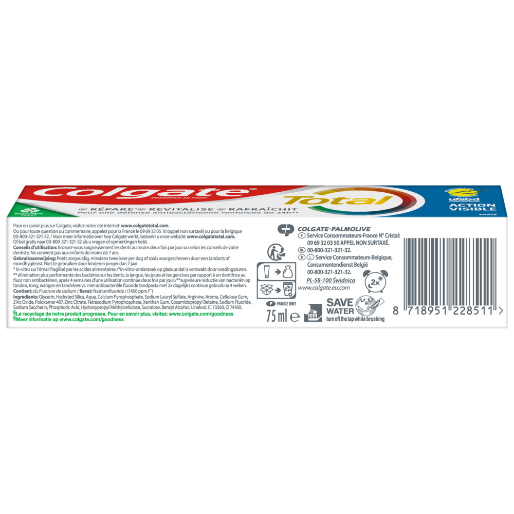4x Colgate Total Tandpasta Visible Action 75 ml | Plein.nl