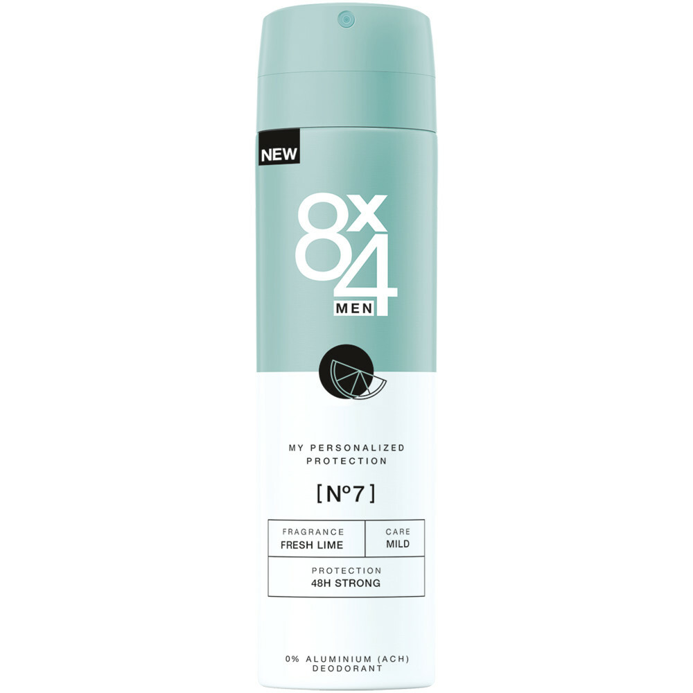 8x4 Deodorant Spray No 7 Fresh Lime 150 ml | Plein.nl