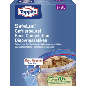 Toppits Safeloc Zip-Diepvrieszakken 8 liter 6 stuks | Plein.nl