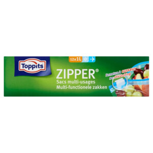 Toppits Zipper Multi-Functionele Zakken 1 liter 12 stuks | Plein.nl